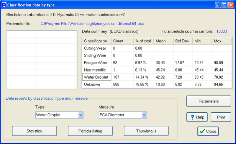 APPLICATION EXAMPLE: Oil Contaminants (continued) - Particle Shape Particle Size